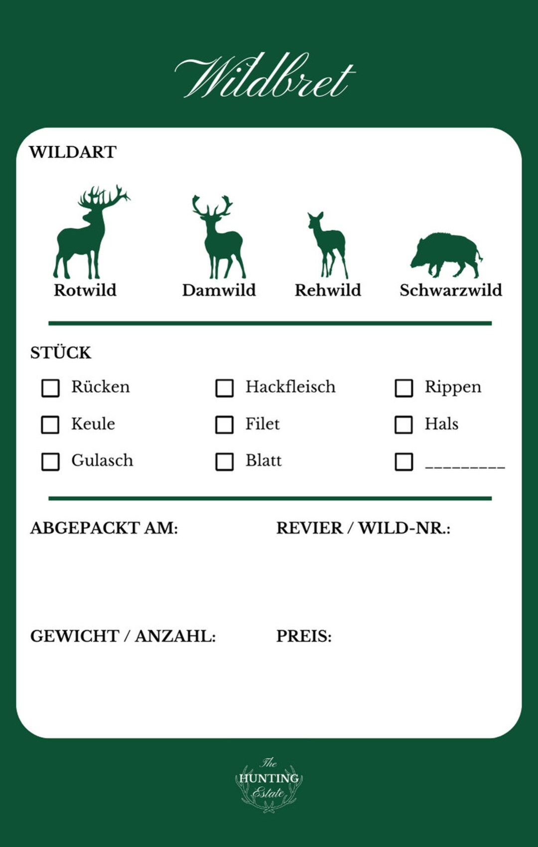 Venison Label freezer Sticker Design for Self-hunted Game Meat for ...