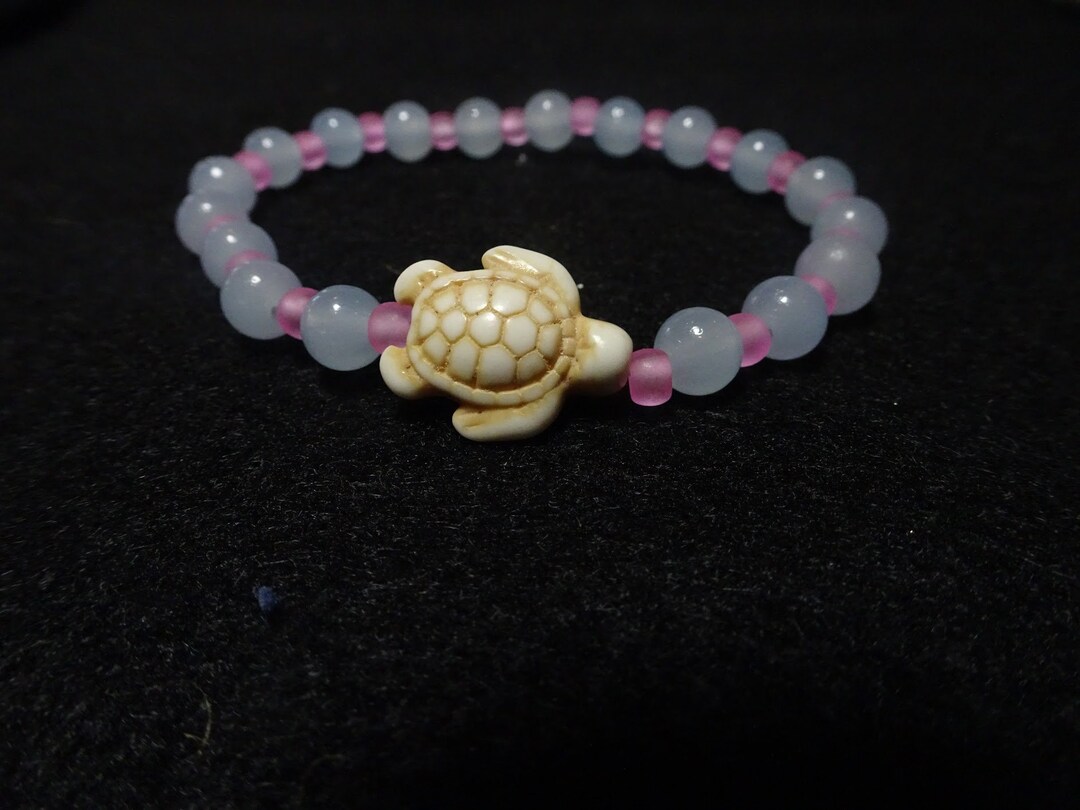 Preppy Pink and Blue Turtle Bracelet - Etsy