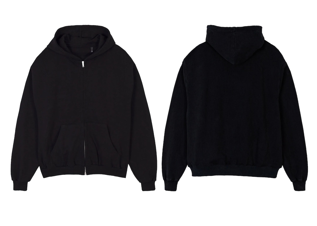 Black Oversized Zipped Hoodie Mockup - Etsy
