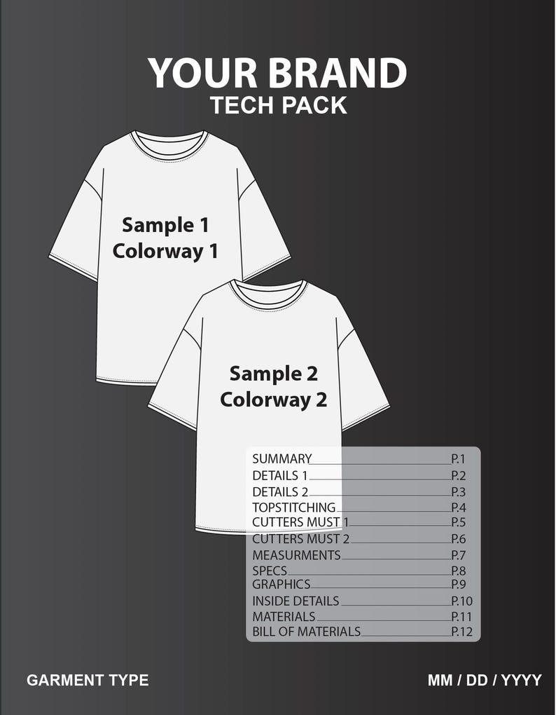 Tech Pack Template - Etsy