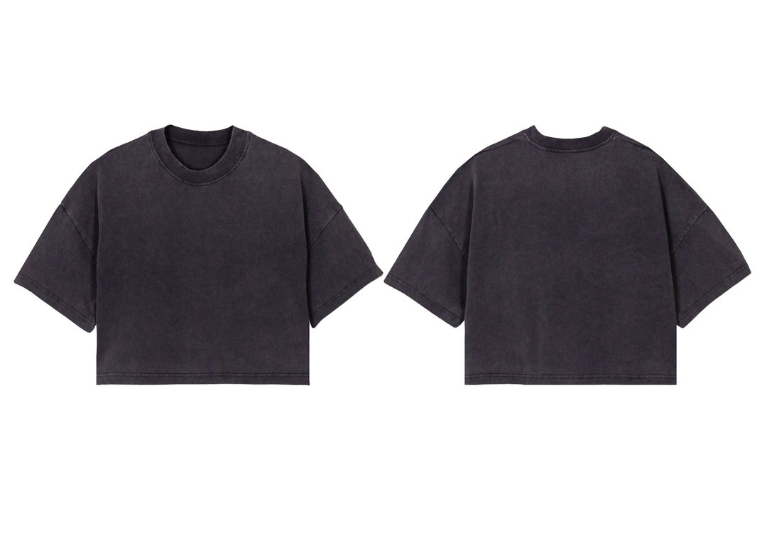 Vintage Black Cropped Oversized Tee Mockup - Etsy
