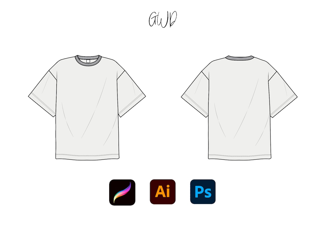 Drop Shoulder T-shirt Mockup Vector - Etsy