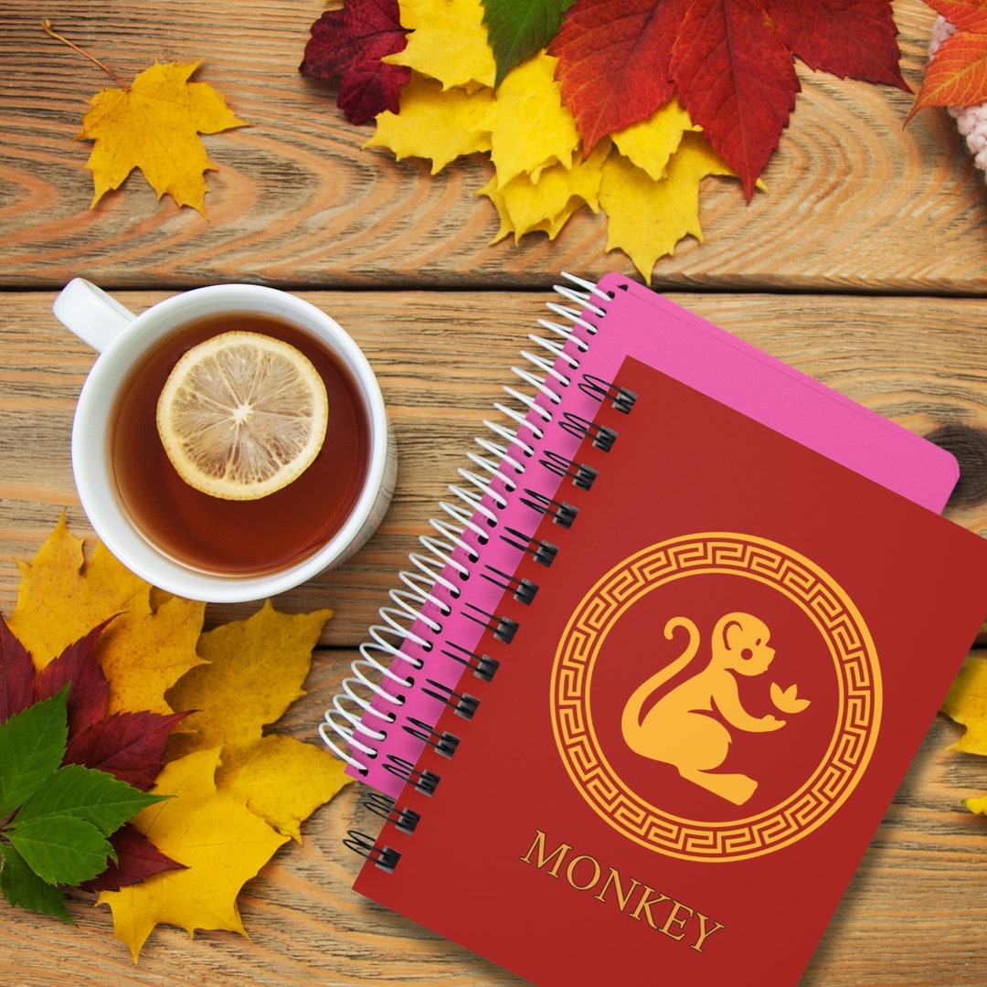 Monkey Chinese Lunar Year Themed Notebook Spiral Bound Journal With ...