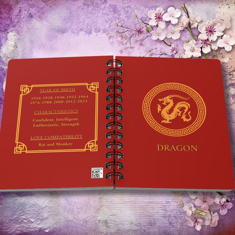 Dragon - Chinese Lunar Year Themed Notebook - Spiral Bound Journal With ...