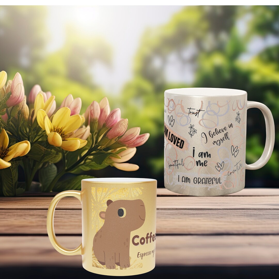Two Beautiful Mugs: Capybara and Inspirational Quotes, Animal-themed ...