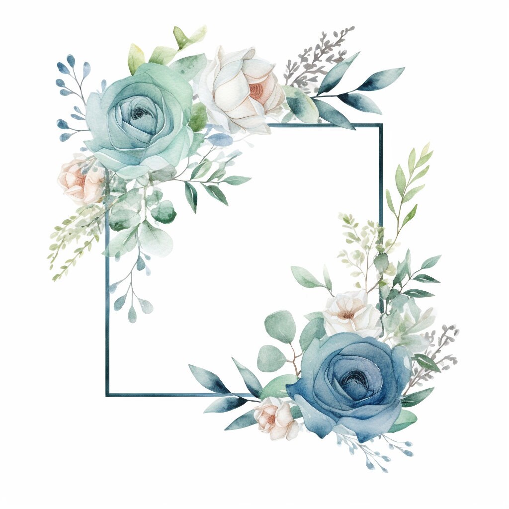 Floral Frame Picture Clip Art, Wedding Theme - Etsy