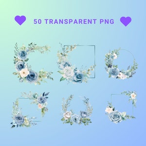 Floral Frame Picture Clip Art, Wedding Theme - Etsy