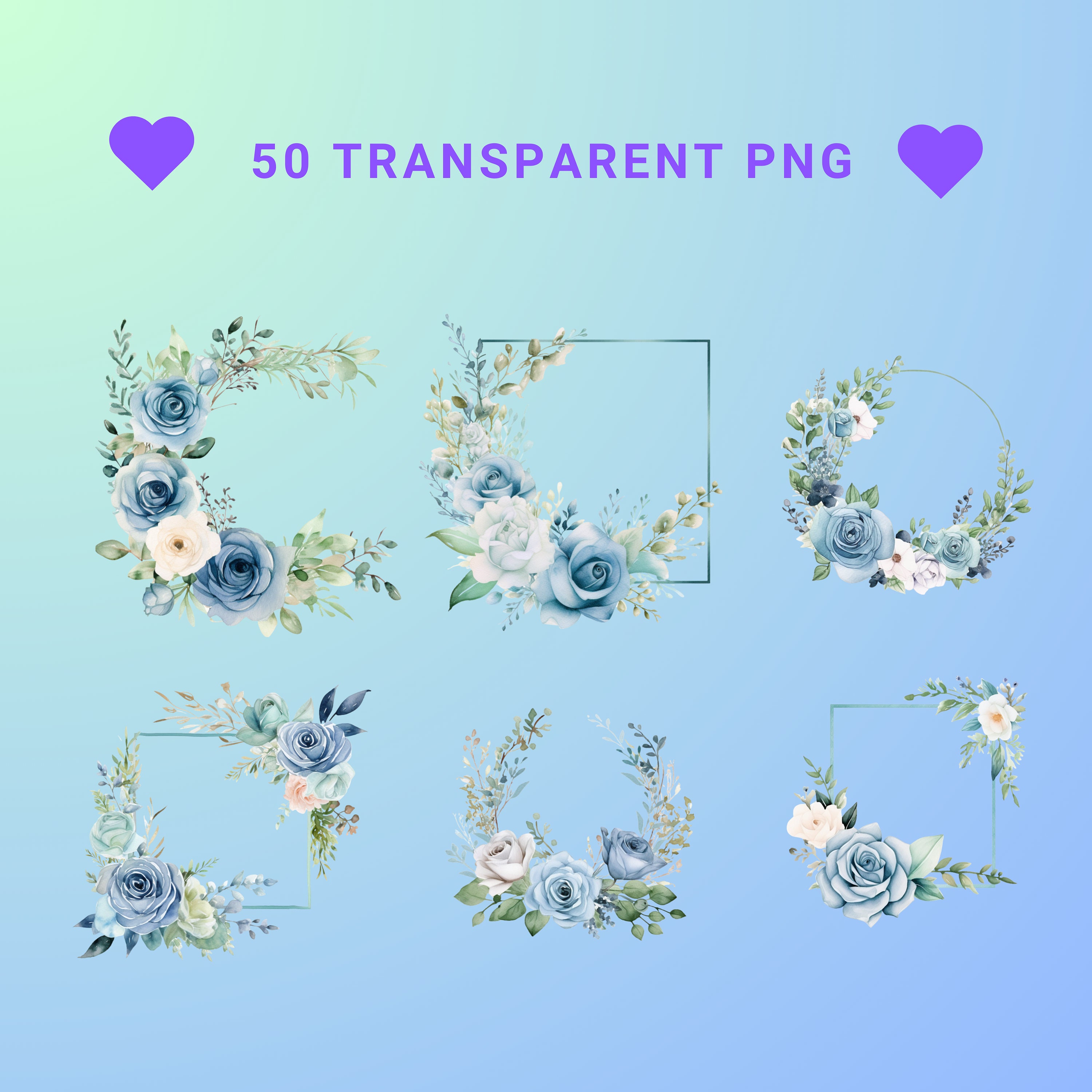 Floral Frame Picture Clip Art, Wedding Theme - Etsy