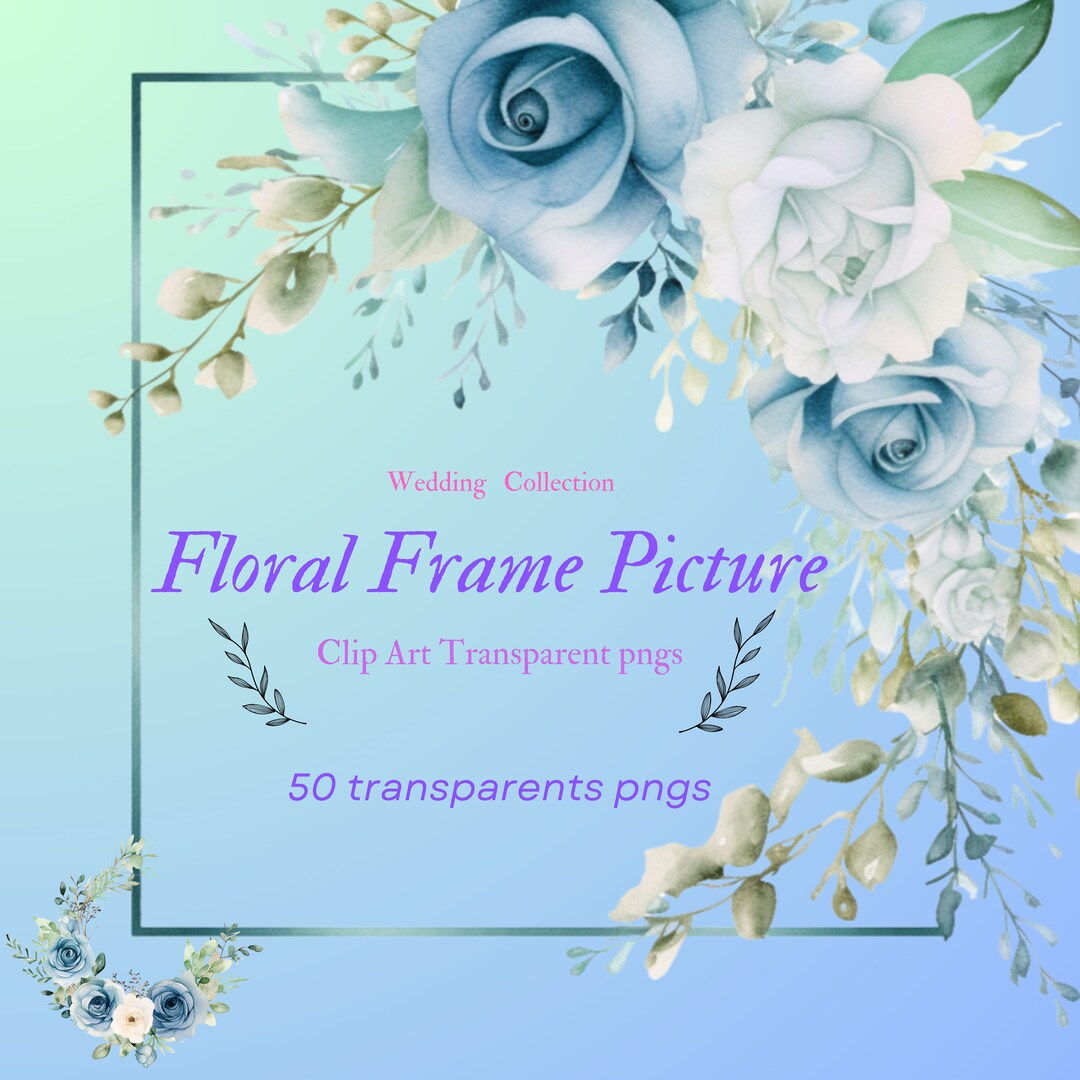 Floral Frame Picture Clip Art, Wedding Theme - Etsy