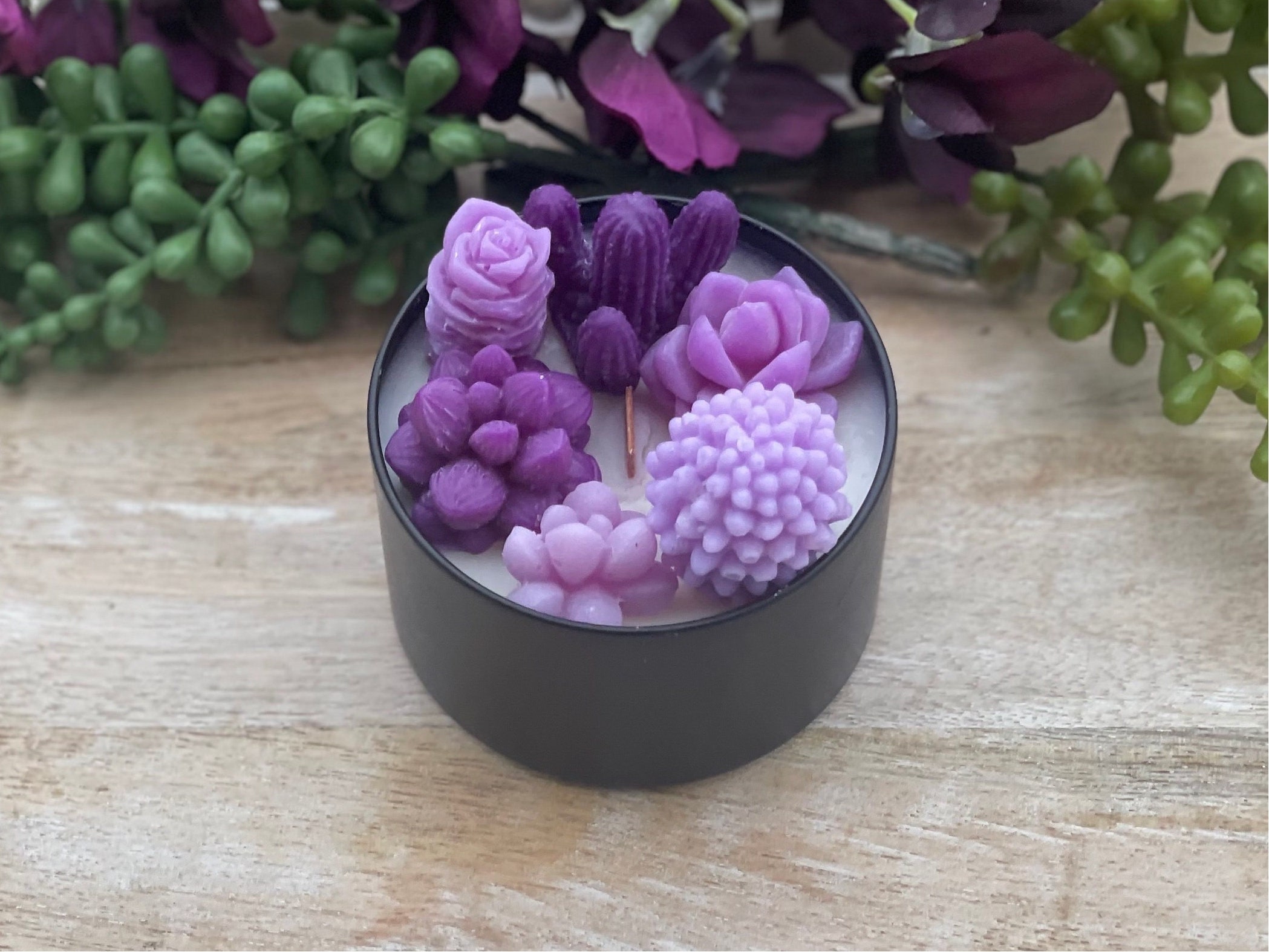 Purple Variety Succulent Candle | Custom Scented Candle | Hand-poured ...