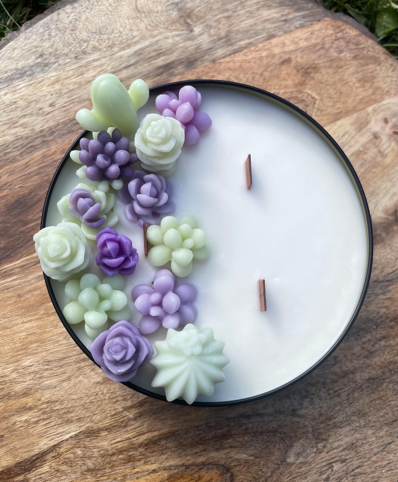 Purple & Green Succulent Candle Custom Scented Candle - Etsy