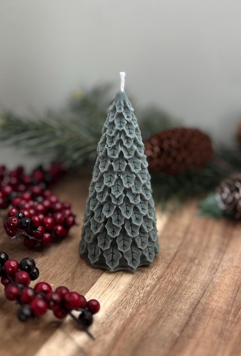 Set of Three Christmas Tree Candles | Hand-poured | All-natural Soy Wax ...