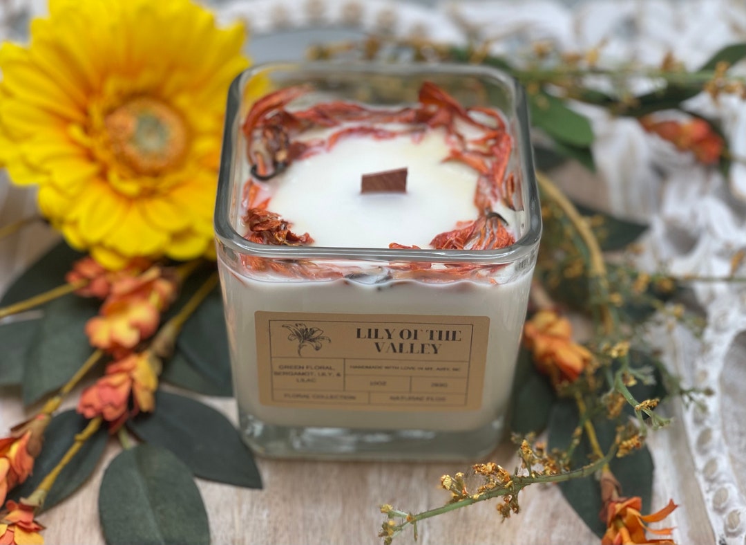 Lily of the Valley Floral Collection Wooden Cracking Wick Hand-poured ...