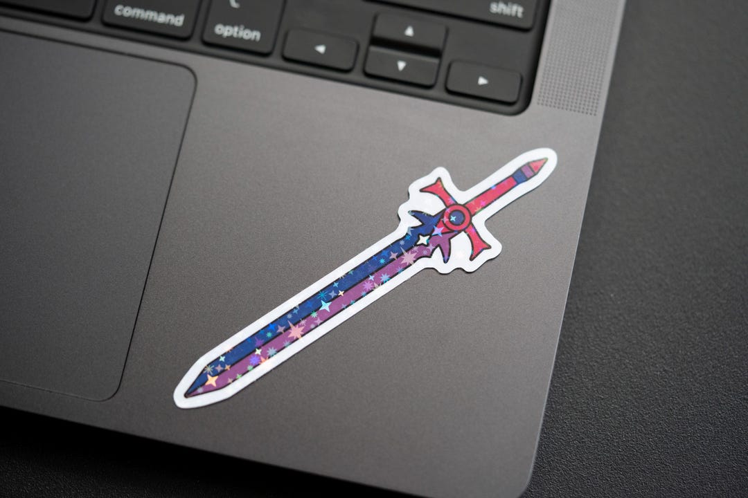 Medieval Weapon Sword Bisexual Pride Flag Sticker With Holographic ...