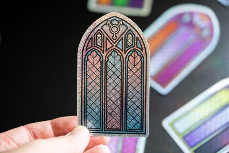 Glitter Cathedral Window Pride Flag Stickers | Progress, Lesbian ...