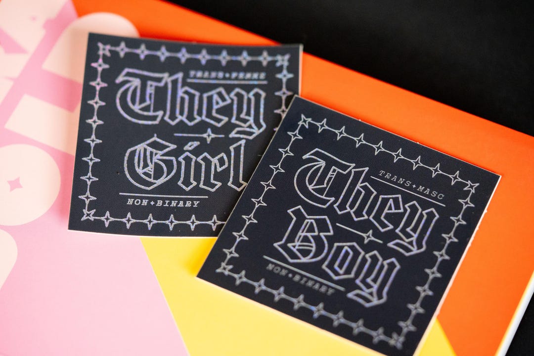 Holographic Sticker BUNDLE - They Girl and They Boy Trans Non-binary ...