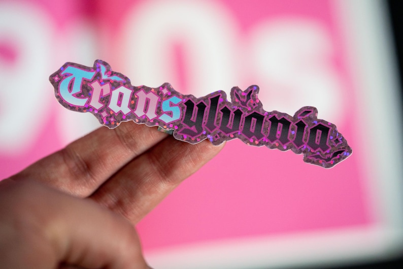 Glitter Transylvania Trans Flag Goth Sticker Waterproof Dishwasher Safe ...