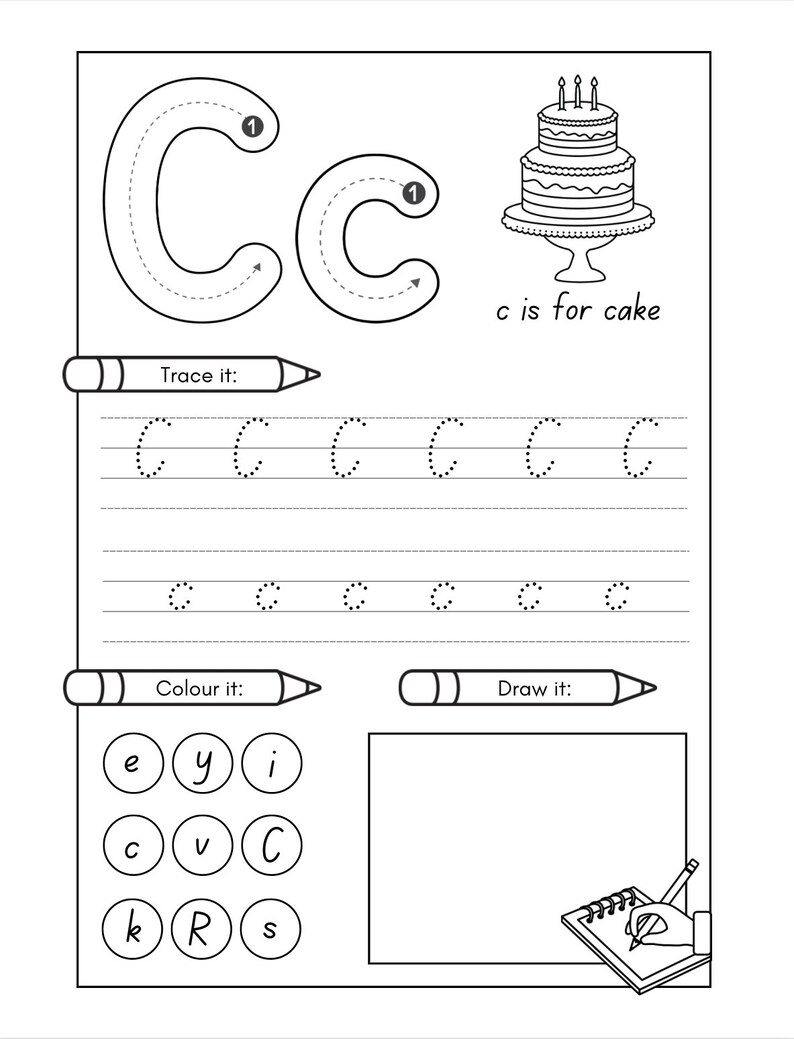 26 Alphabet Letter Tracing With Meanings / Preschool / Kindergarten ...