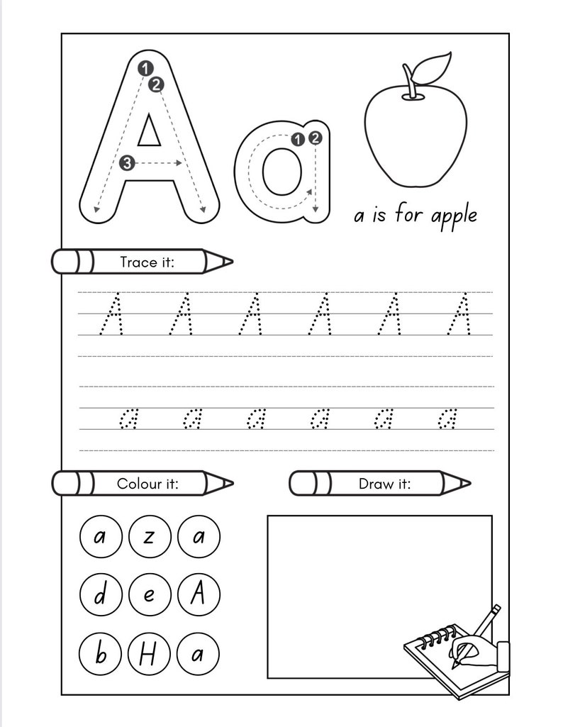 26 Alphabet Letter Tracing With Meanings / Preschool / Kindergarten ...