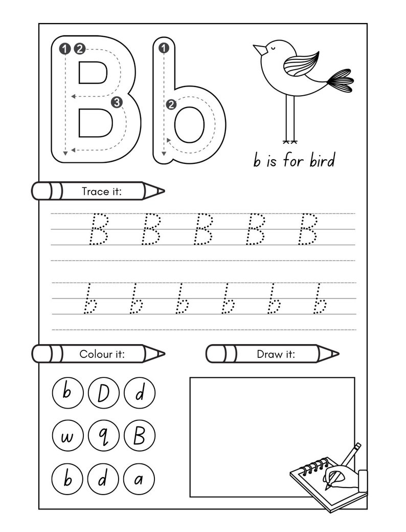 26 Alphabet Letter Tracing With Meanings / Preschool / Kindergarten ...