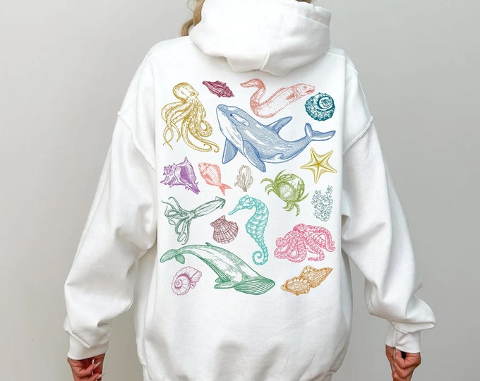 Underwater Sea Animal Vintage Hoodie Gift for Marine Biologist/ocean ...