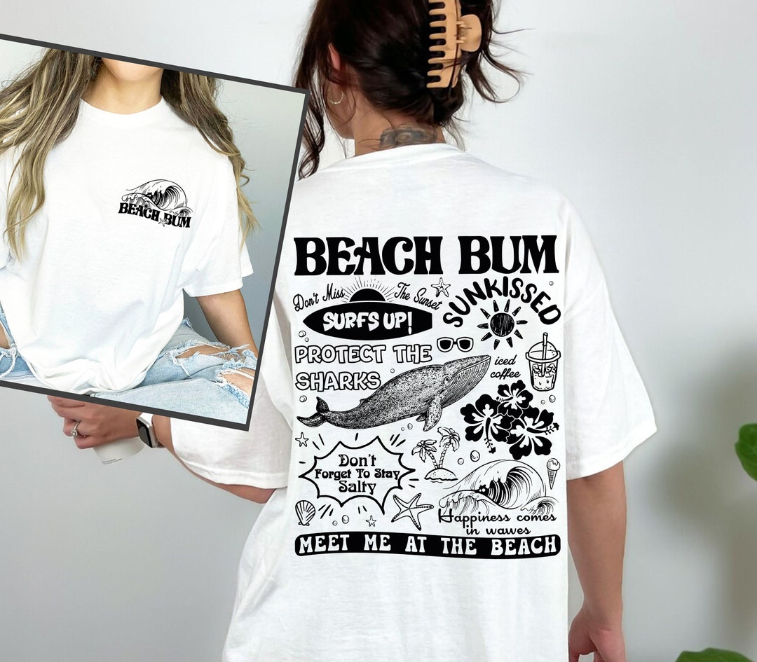Beach Bum Shirt, Preppy Shirt, Surf Beach Ocean Hoodie, Y2k Wearing ...