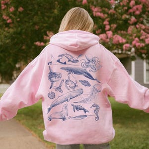 Underwater Sea Animal Vintage Hoodie, Gift for Marine Biologist-ocean ...