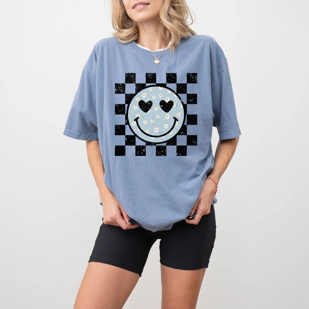 Comfort Colors Smile Face Shirt, Smiling Flower Shirt, Vintage Smiley ...
