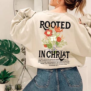 Rooted in Christ Hoodie Christian Sweatshirt Spiritual Sweatshirt Faith ...