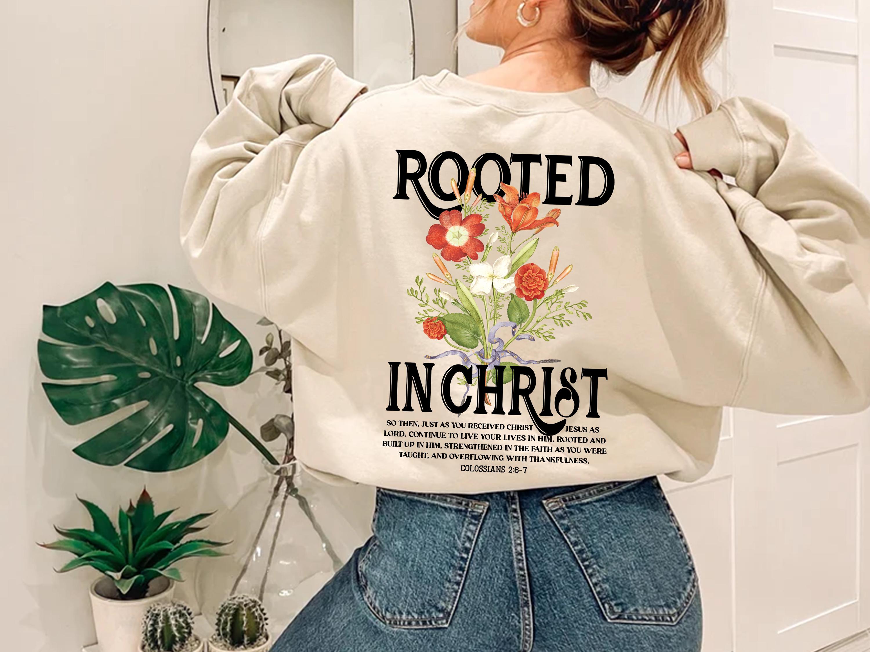 Rooted in Christ Hoodie Christian Sweatshirt Spiritual Sweatshirt Faith ...