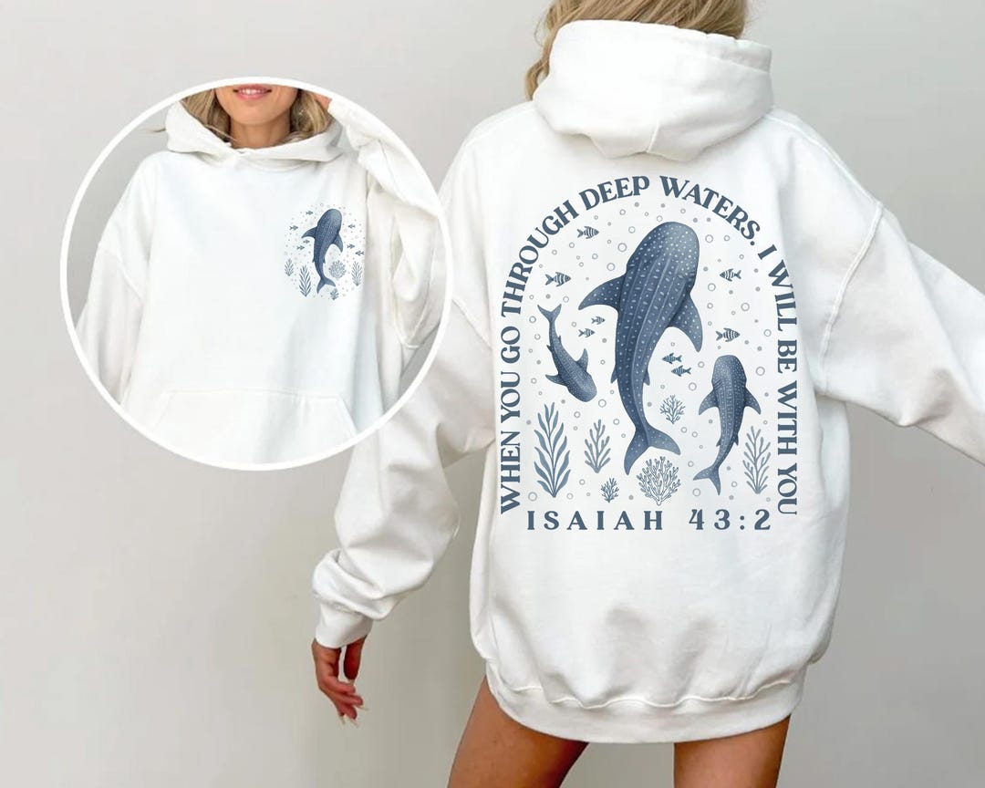 Whale Shark Hoodie, Bible Verse T-shirt, Shark Sweatshirt, Jesus Shirt ...