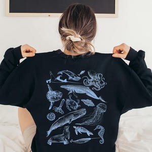 Underwater Sea Animal Vintage Hoodie, Gift for Marine Biologist-ocean ...