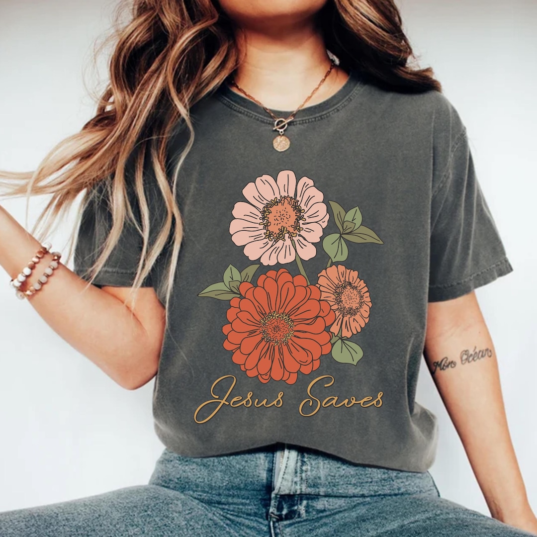 Jesus Saves T-shirt Comfort Colors Boho Christian T Shirt for Women ...