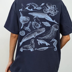 Underwater Sea Animal Vintage Hoodie, Gift for Marine Biologist-ocean ...