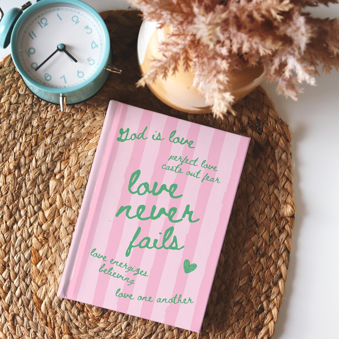 Cute Pink Christian Journal Trendy Faith Notebook for Bible Study ...