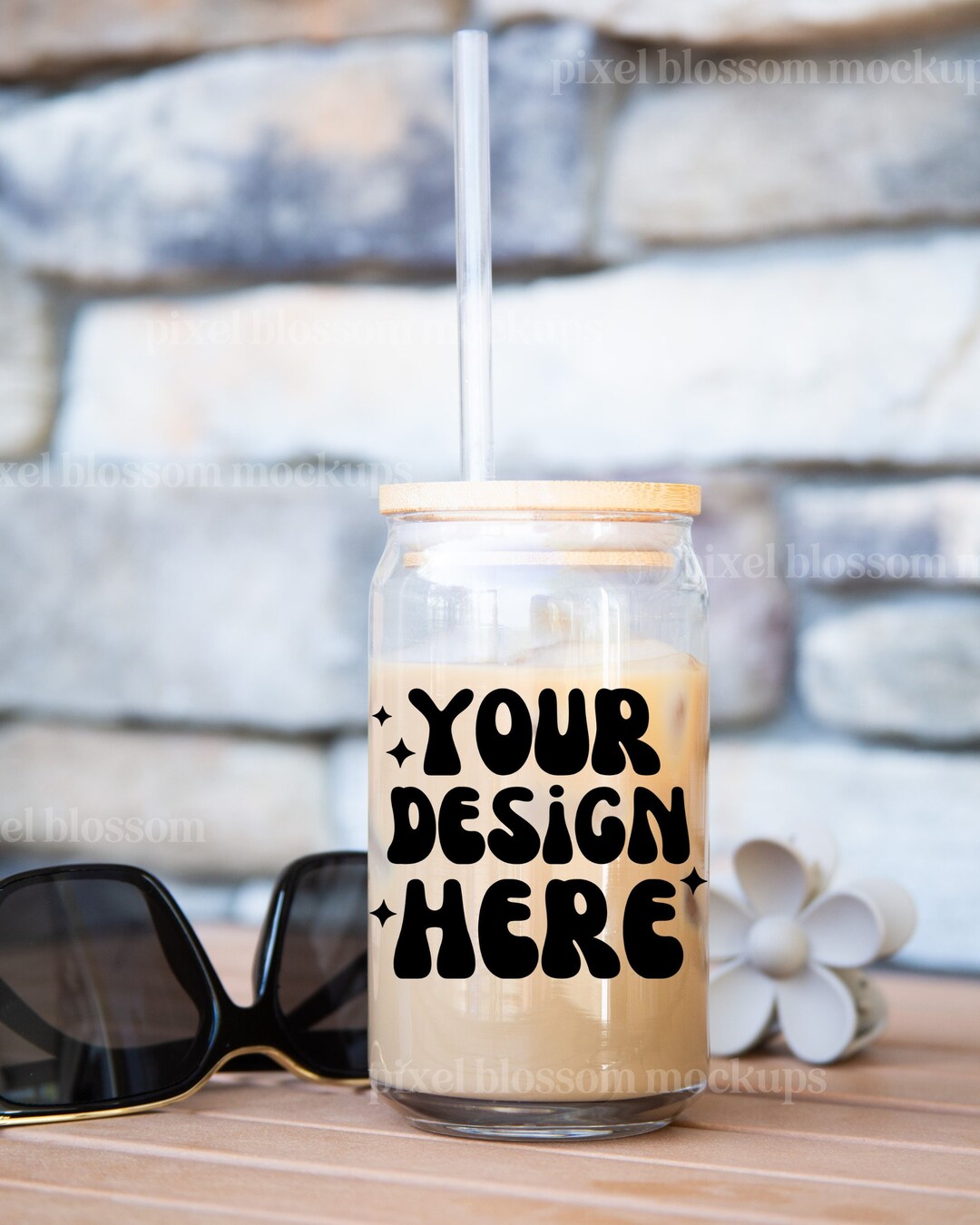 Outdoor Summer Sipper Glass Can Mockup 16oz Glass Mockup Patio Season ...