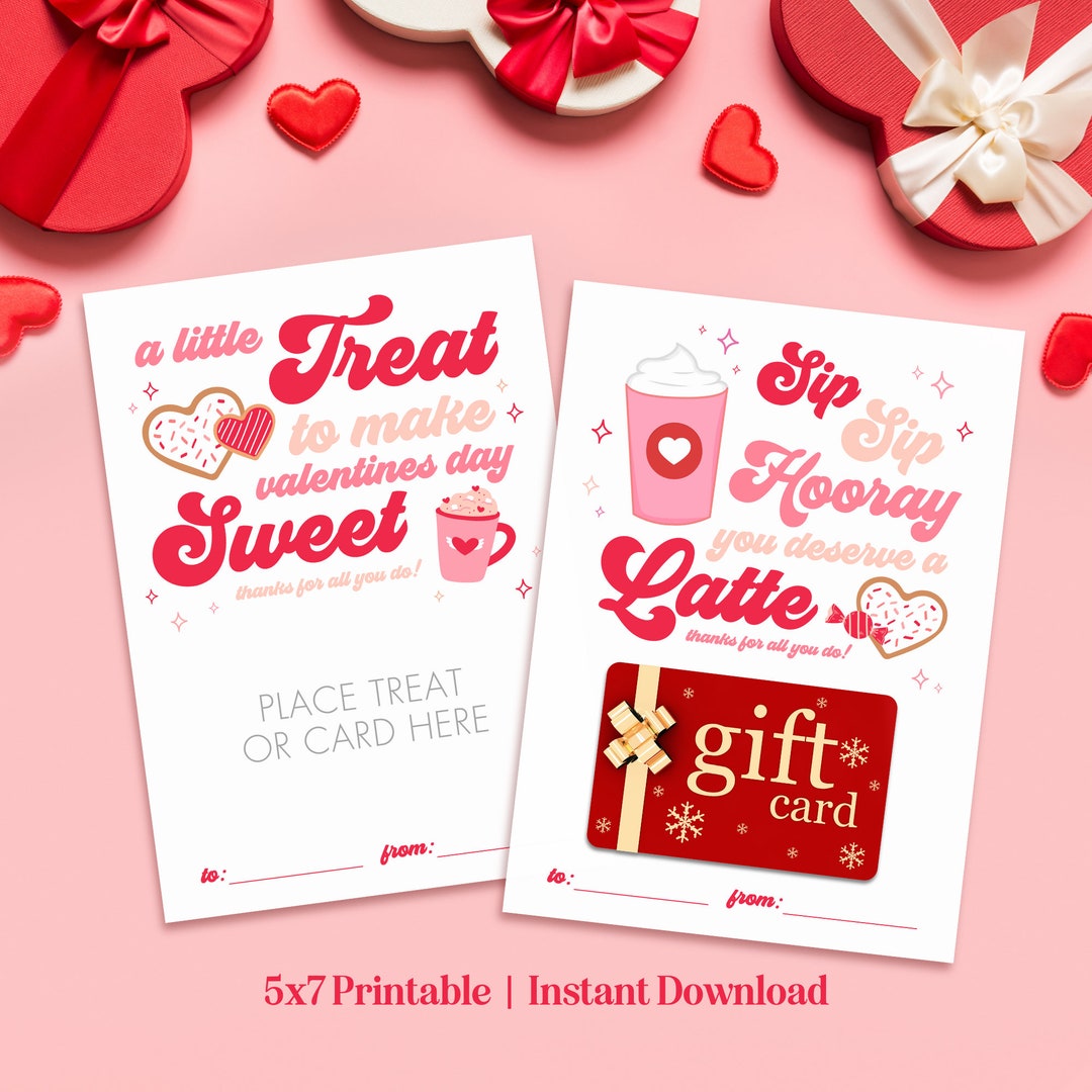 Coffee Gift Card Holder Printable Thank You Valentines Gift Card ...