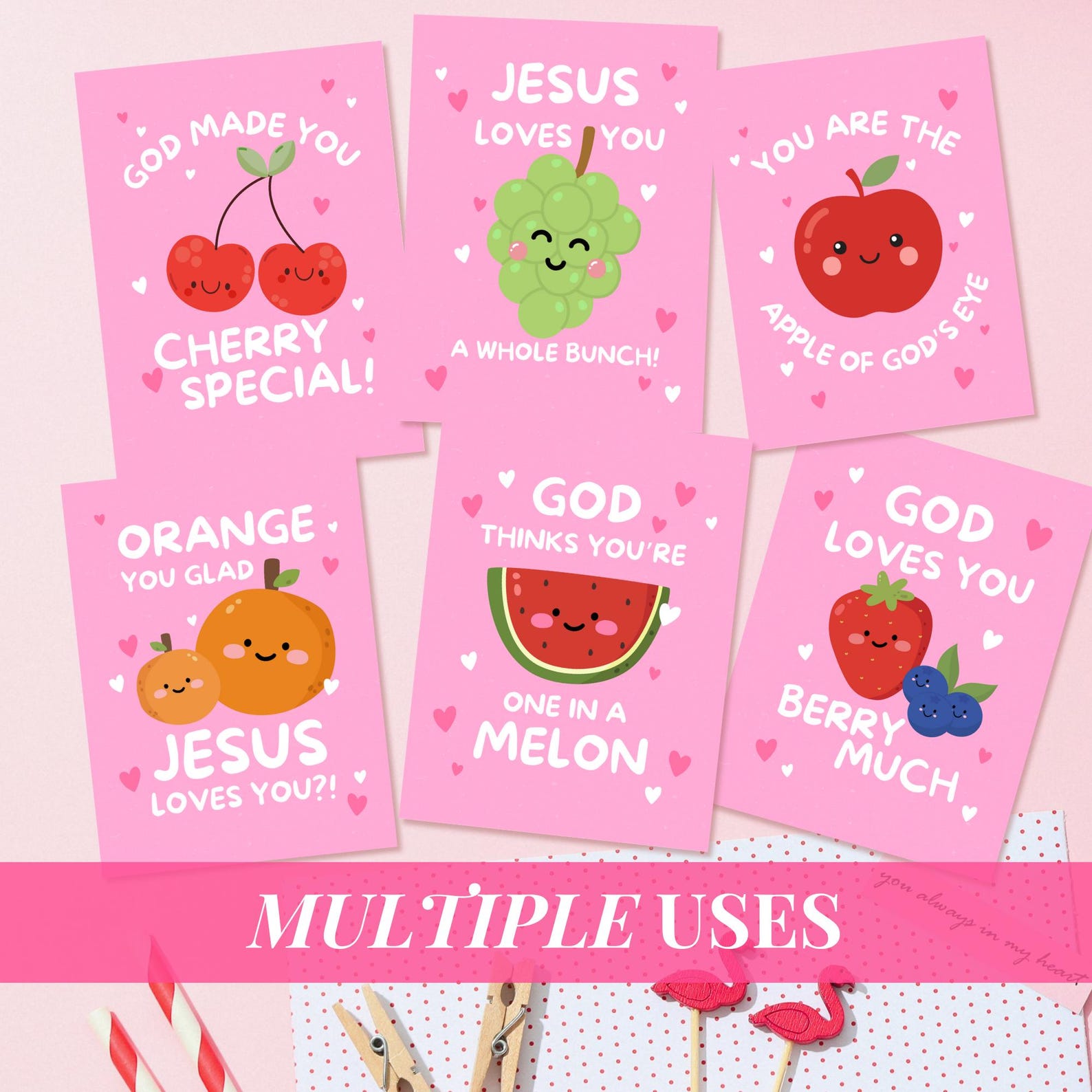 Funny Christian Valentine Printable Set Cute Faith Inspired Valentine ...
