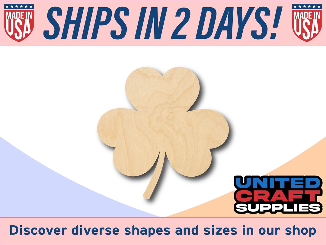 Shamrock Lucky Clover Shape Unfinished Wood Round Birch for DIY Crafts ...