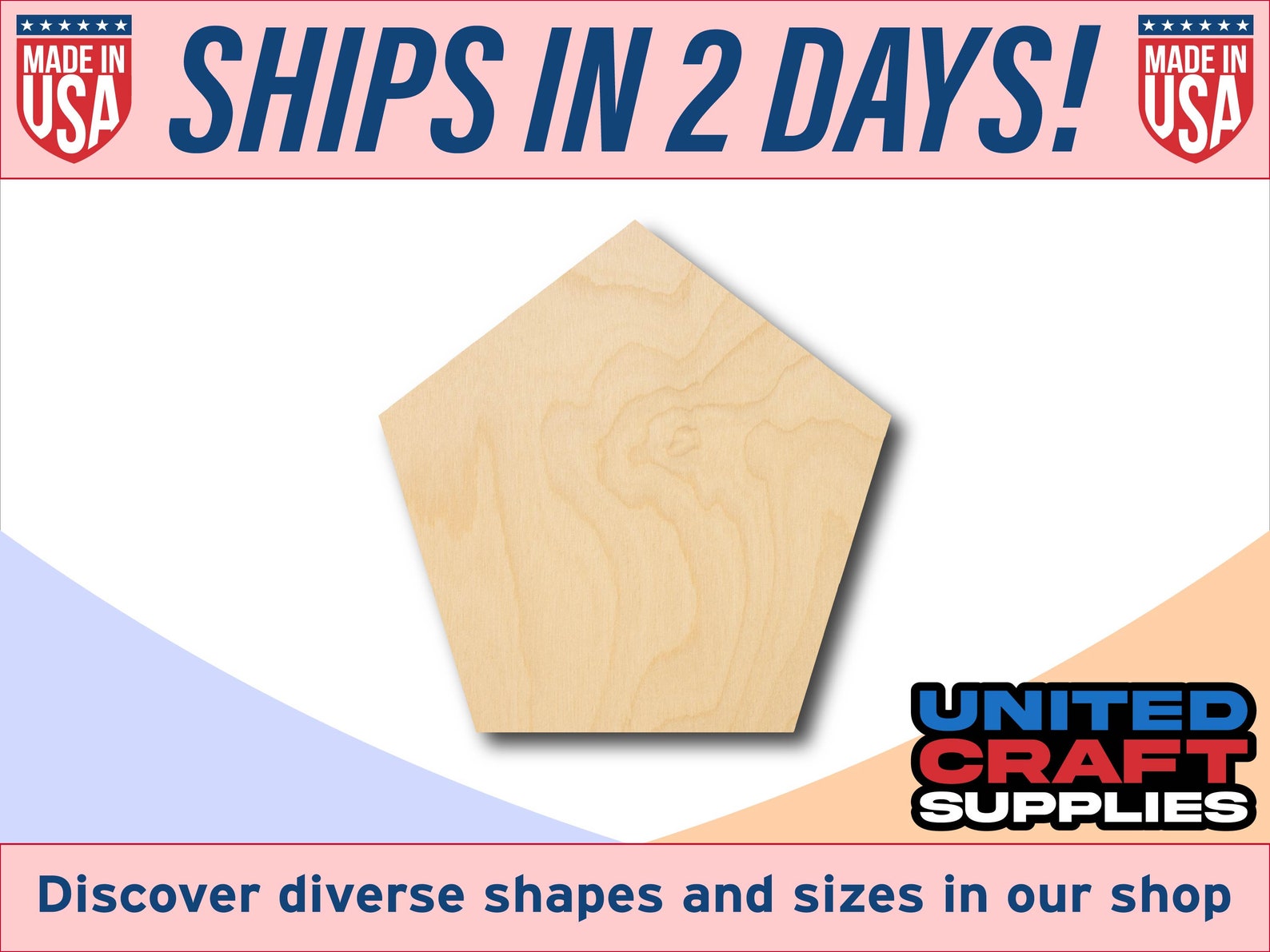 Wood Pentagon Shape Unfinished Wood Round Birch for DIY Crafts 1/8 1/4 ...