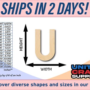 Letter U Wooden Shape - Unfinished Wood Round Birch for DIY Crafts - 1/ ...