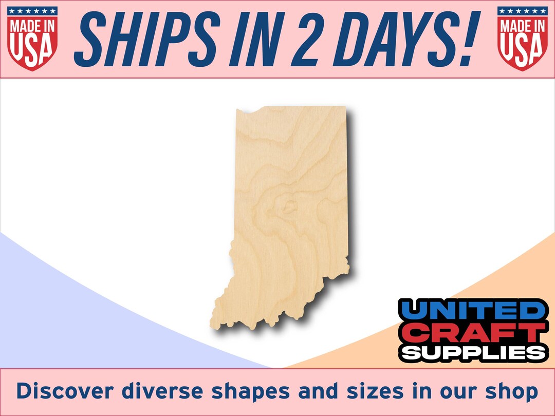Indiana State Wooden - Unfinished Wood Birch for DIY Crafts - 1/8" 1/4 ...