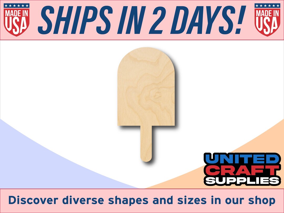 Summer Popsicle #1 Wooden Shape - Unfinished Wood Round Birch for DIY ...