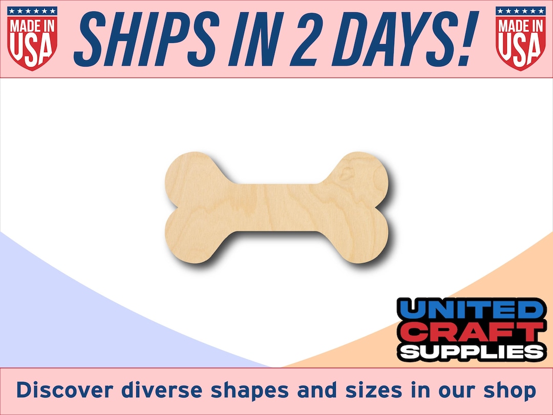 Dog Bone Wooden Shape - Unfinished Wood Round Birch for DIY Crafts - 1/ ...