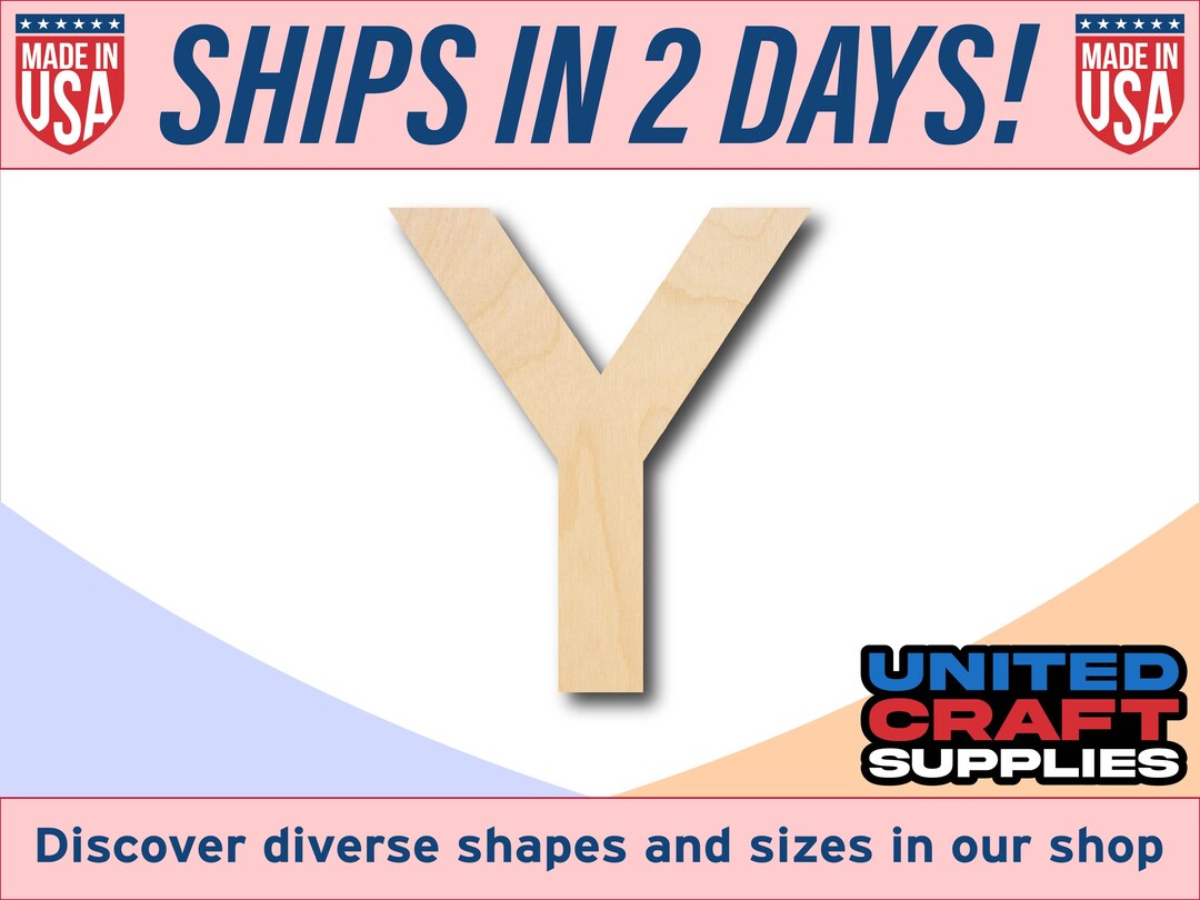 Letter Y Wooden Shape Unfinished Wood Round Birch for DIY Crafts 1/8 1/ ...
