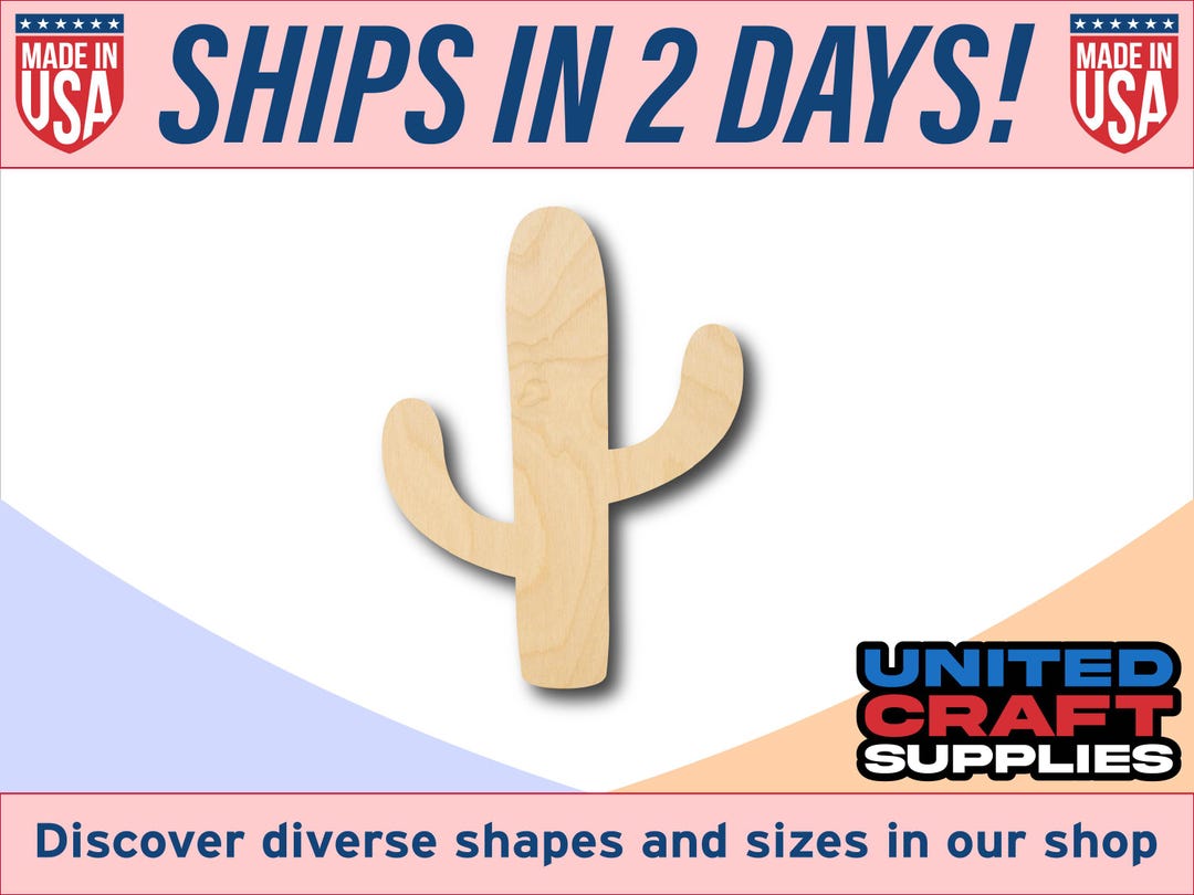 Cactus Wooden Shape - Unfinished Wood Birch for DIY Crafts - 1/8" 1/4 ...