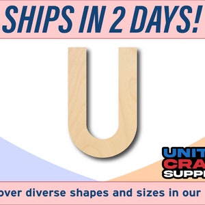 Letter U Wooden Shape - Unfinished Wood Round Birch for DIY Crafts - 1/ ...