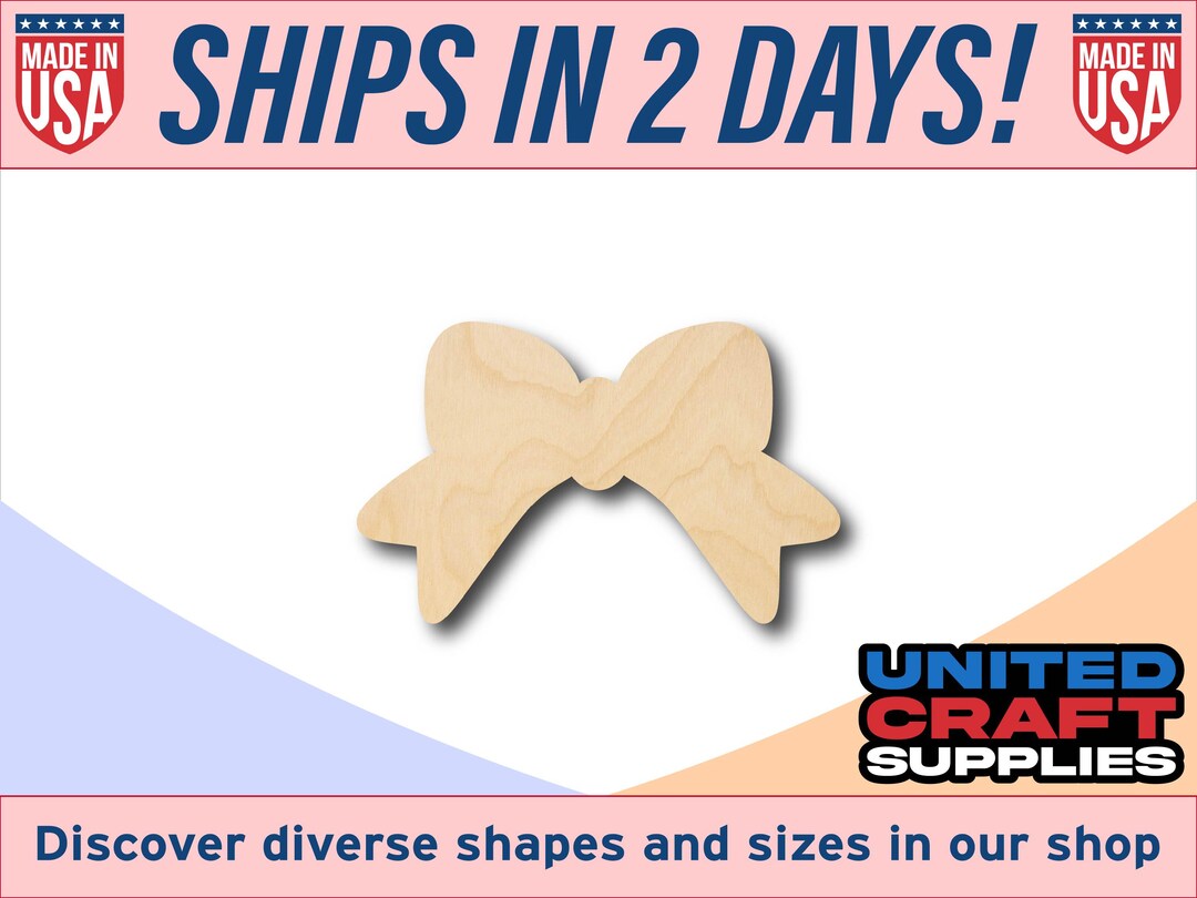 Bow Tie Wooden Shape - Unfinished Wood Birch for DIY Crafts - 1/8" 1/4 ...