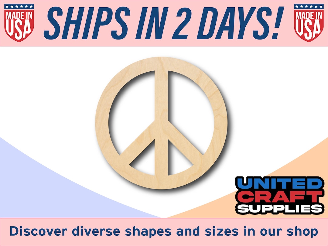 Peace Sign Wooden Shape - Unfinished Wood Round Birch for DIY Crafts ...