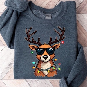Christmas Reindeer Sweatshirt, Reindeer Christmas Sweater, Reindeer ...
